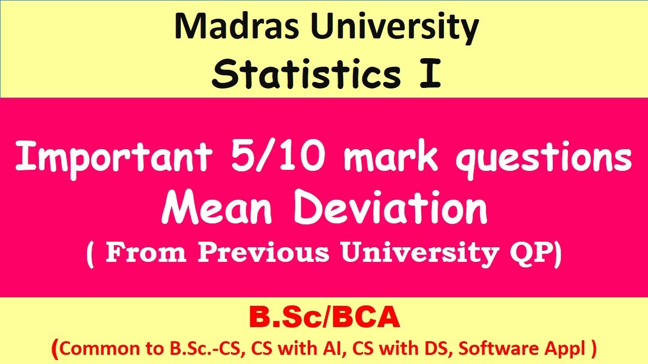 Mean deviation | Important question | Madras university #125E1B #SP3AA ...