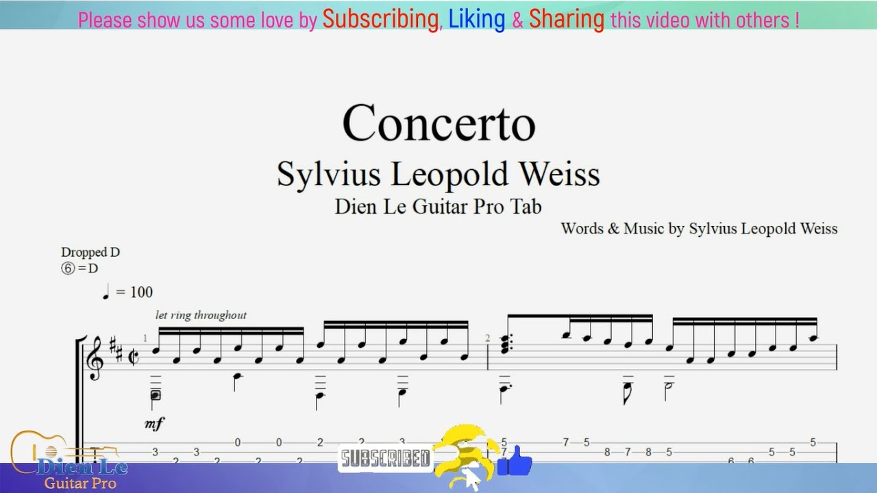 Sylvius Leopold Weiss - Concerto - for Guitar Tutorial with TABs - YouTube