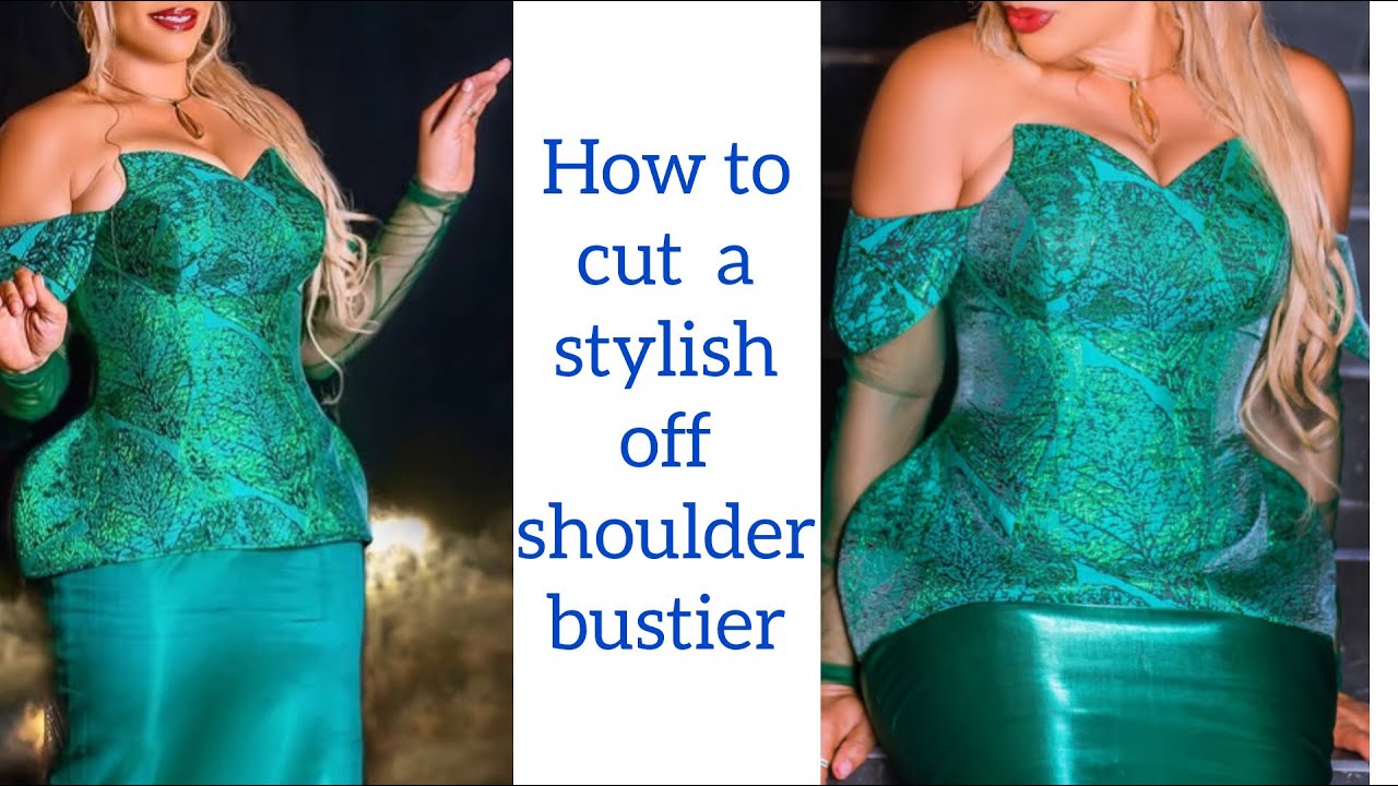 How to cut a stylish off shoulder bustier dress - YouTube