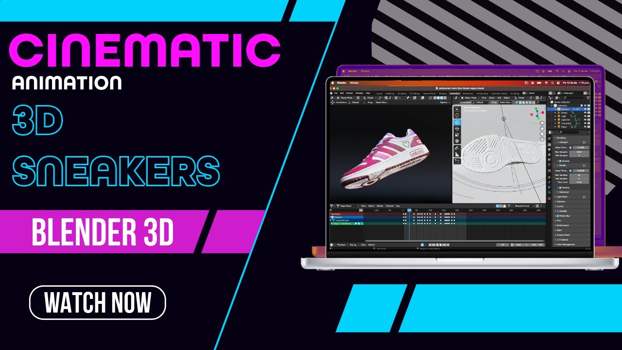 Cinematic animation 3D Sneakers Blender 3D - YouTube