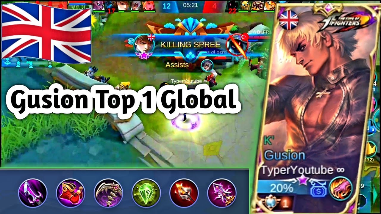 The best player Gusion Top 1 Global By Typer Yotube Mobile legend ...