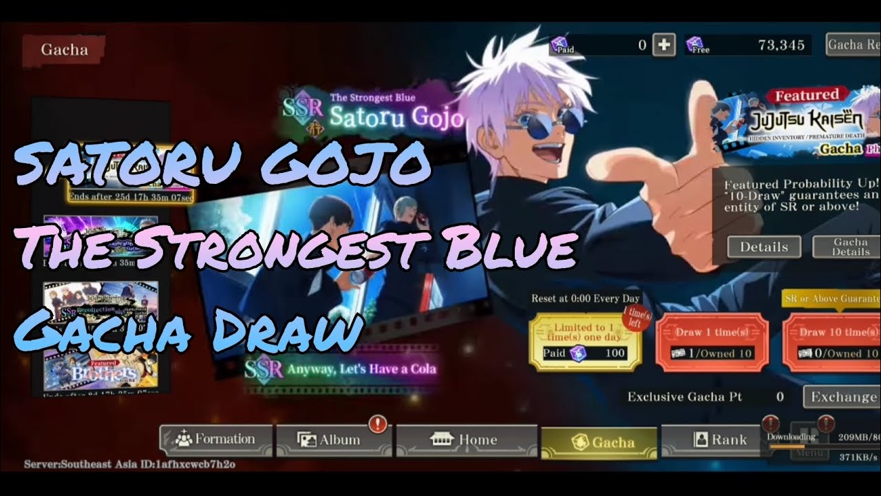 The Strongest Blue Satoru Gojo Gacha Draw Jujutsu Kaisen Phantom Parade ...