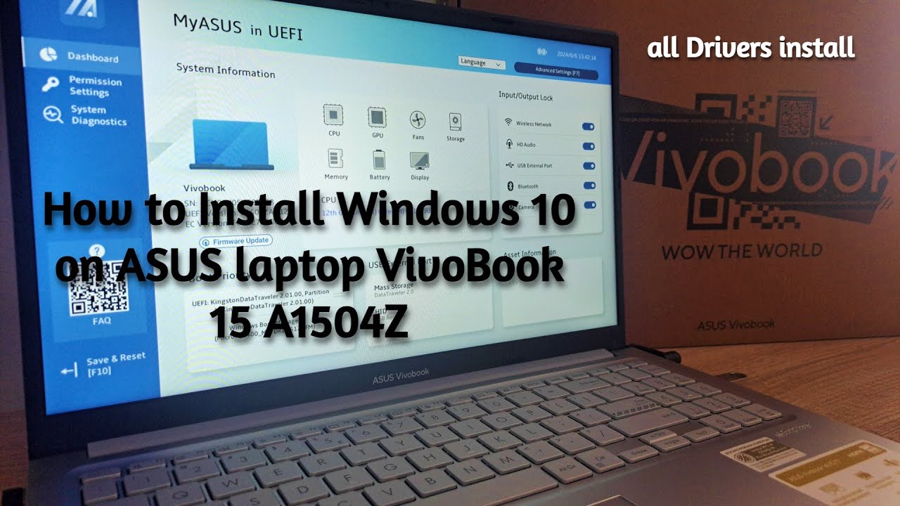 How to Install Windows 10 on Laptop ASUS VivoBook 15 A1504Z - YouTube