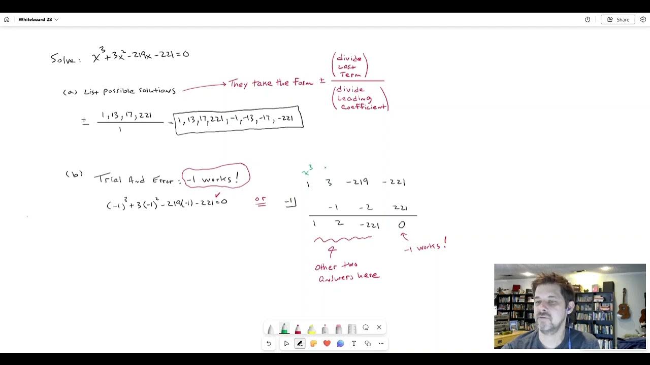 solving equations by synthetic division, a complete walk through on MyMathLab - YouTube
