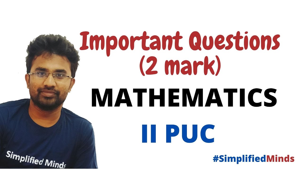 Important 2 Mark Questions | Mathematics | 2nd PUC | Karnataka - YouTube