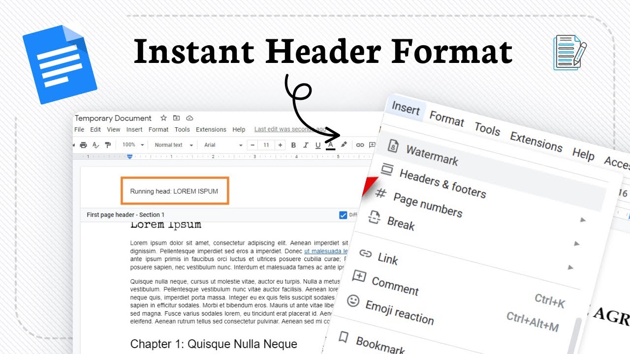 How to add a running head in google docs (Professional Layout) - YouTube