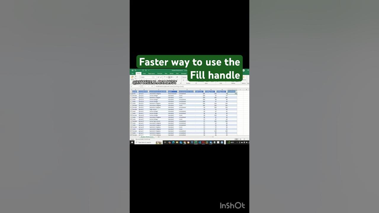 How to use the Fill handle in excel. - YouTube