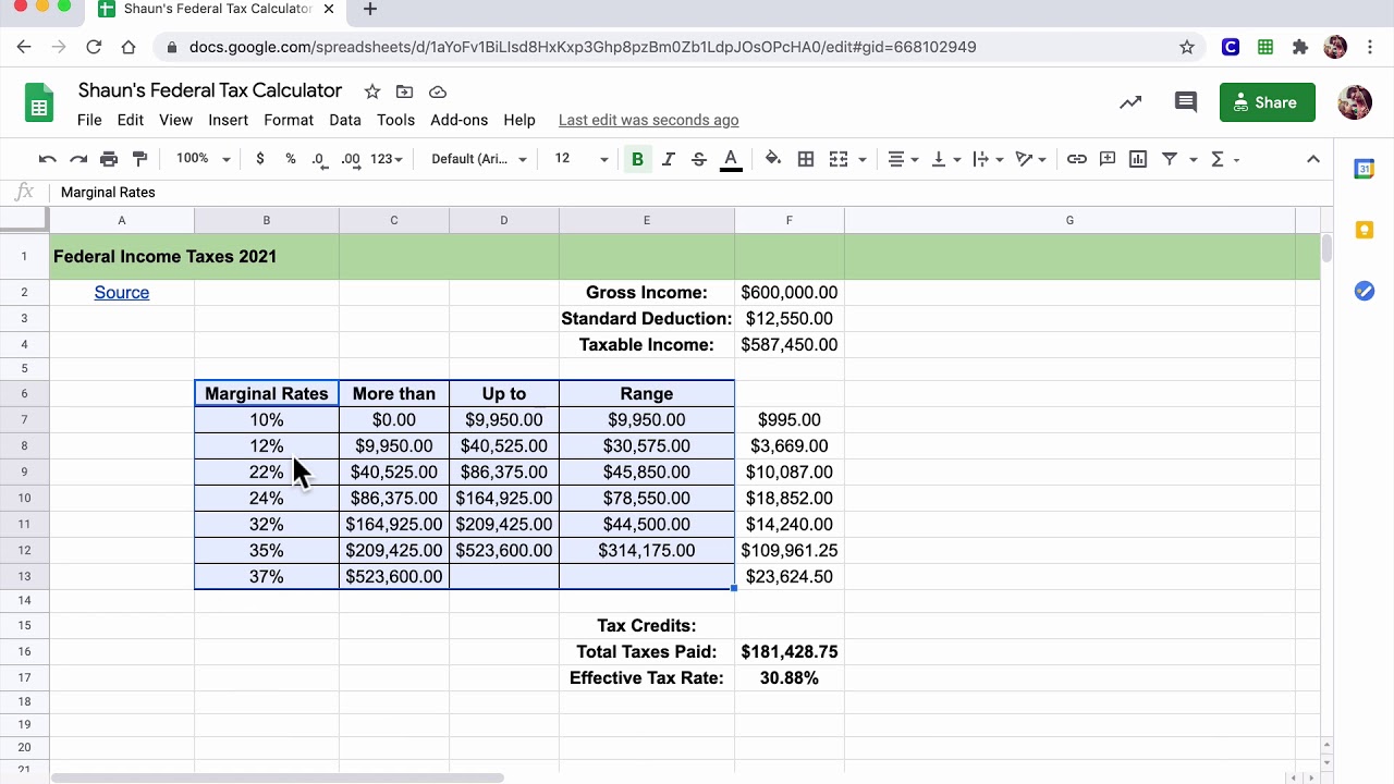 Using Shaun's Federal Tax Calculator - YouTube