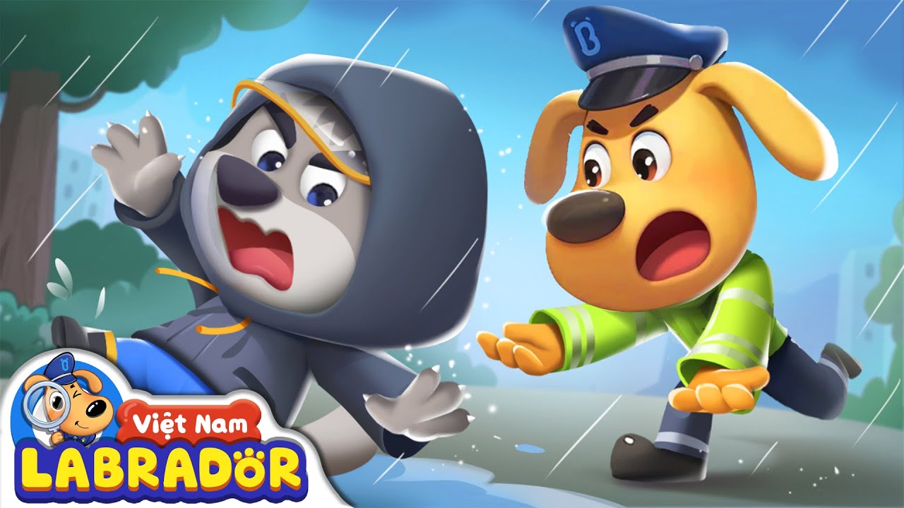 An toàn khi trời mưa | Hoạt hình cảnh sát trưởng Labrador | Hoạt hình ...