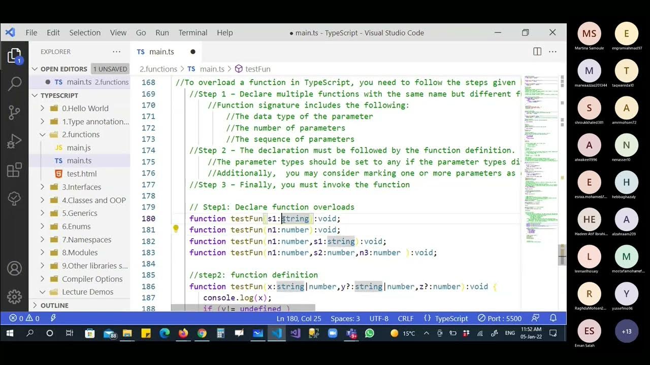 Day 3 (TypeScript) - P2 (Functions, overloading, enums, Generics, OOP, Classes, Interfaces ...