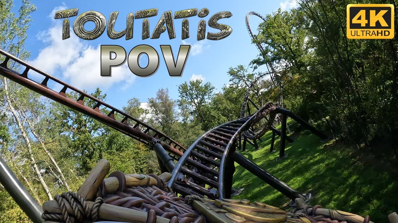 Toutatis POV (Front Row, 4K 60FPS, 2023), Parc Asterix Intamin Multi ...