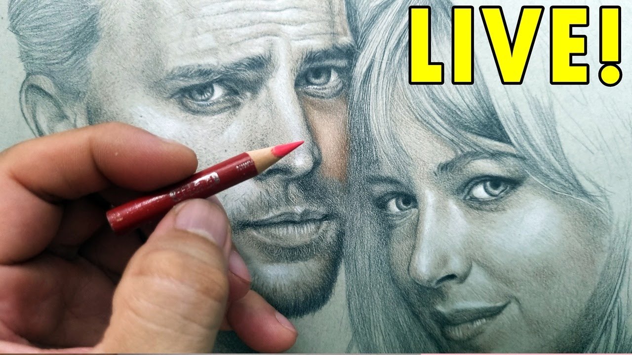 LIVE! Realistic Colored Pencil Portrait Drawing @BMDPortraits - YouTube