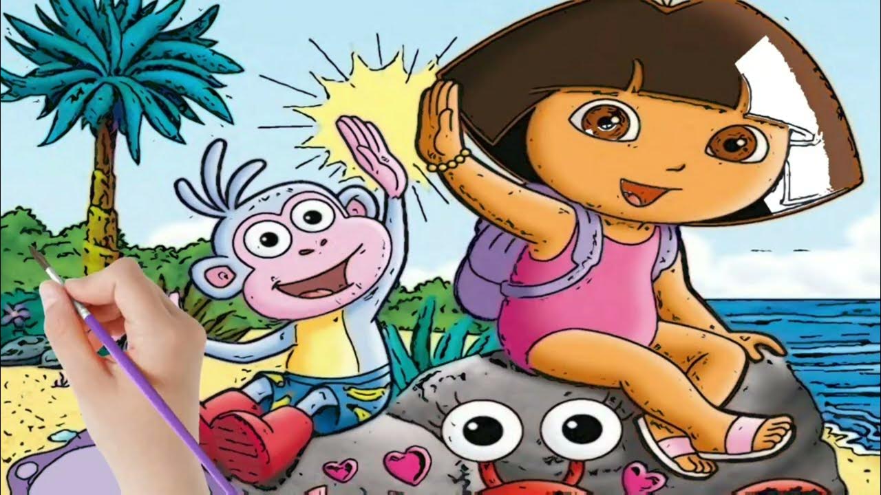 Dora and boots on beach |Dora buji friends drawing - YouTube