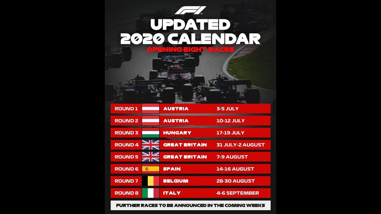 CALENDARIO UFFICIALE 2020 F1 - YouTube
