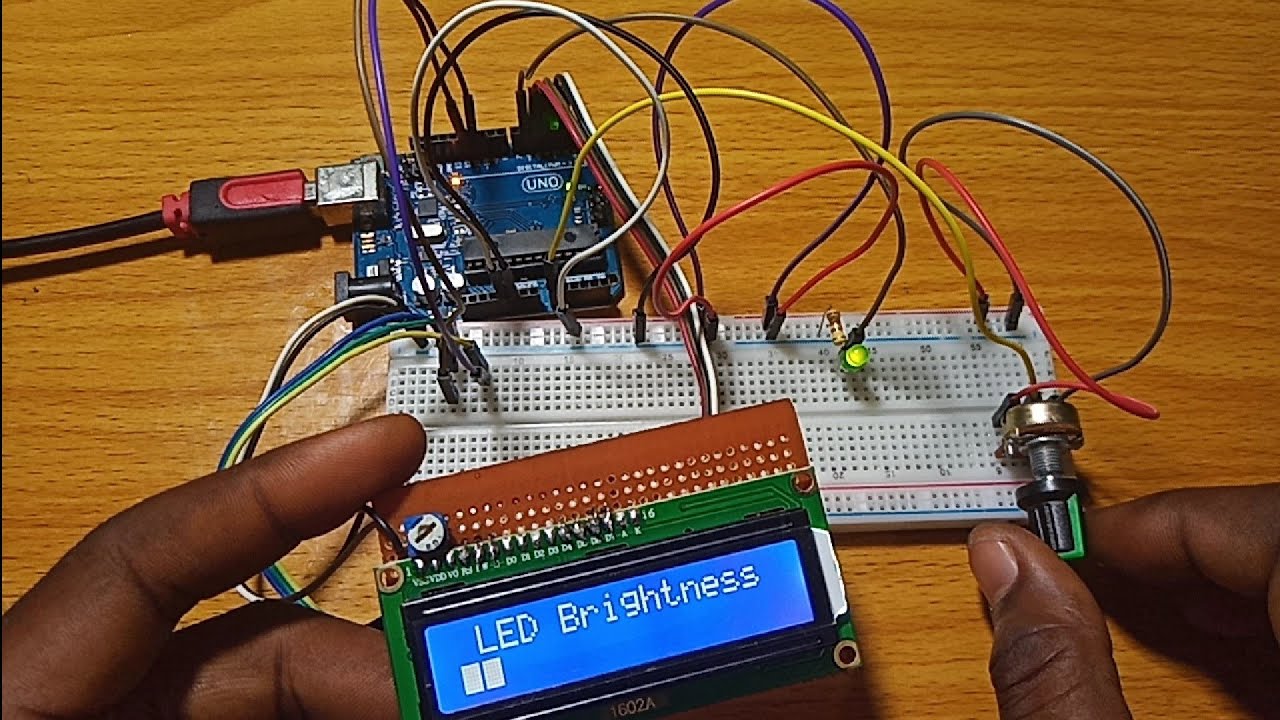 Arduino LED brightness with LCD display - YouTube