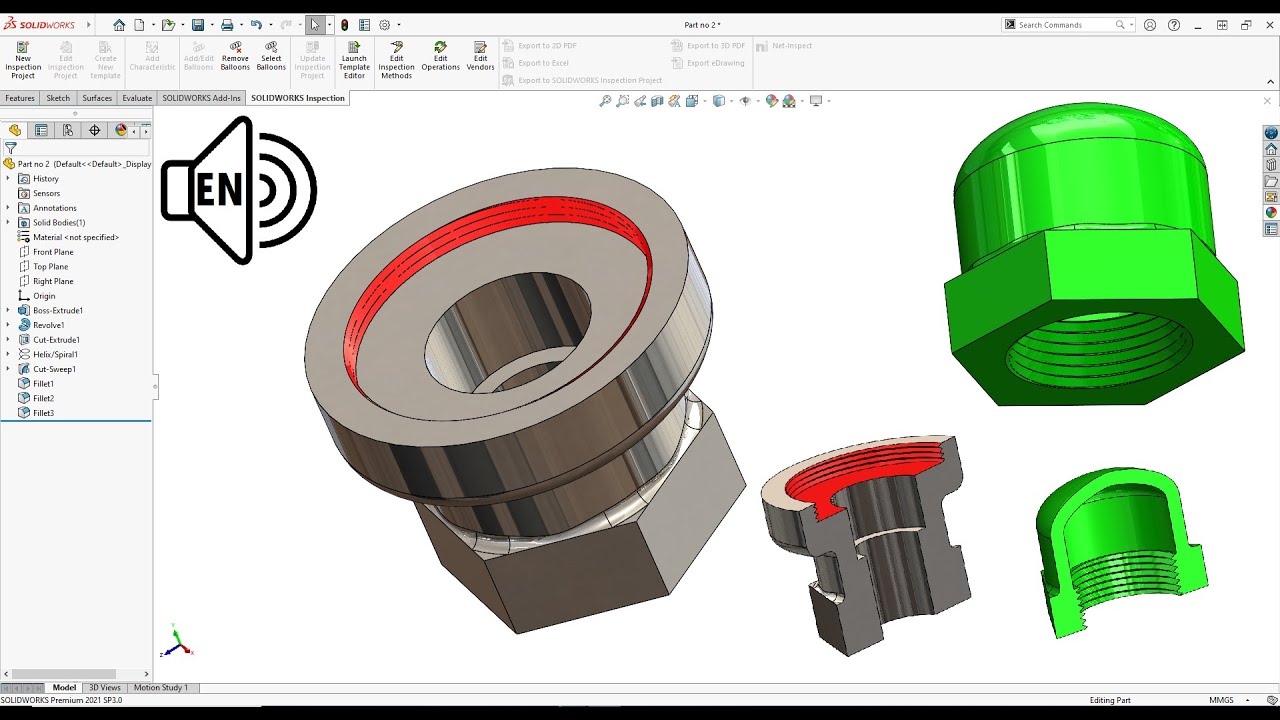 Angle Safety Valve SolidWorks 2021 Tutorial Part 2! - YouTube