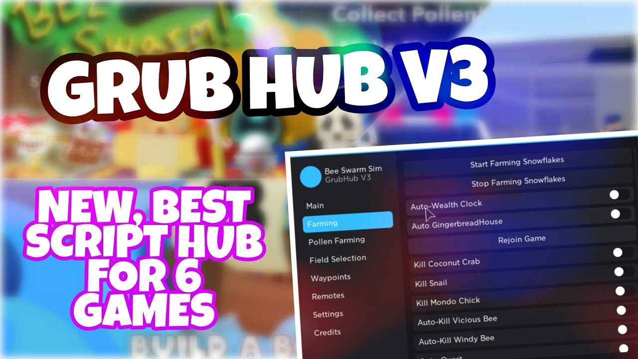 💎GRUB HUB V3💎 - NEW, BEST SCRIPT HUB FOR BEE SWARM SIMULATOR AND OTHER🥳 ...
