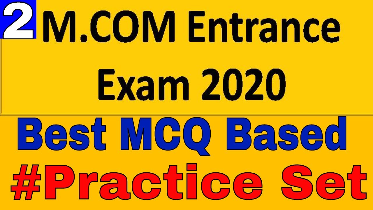 M.com Entrance #2Practice Set || M.com Entrance Exam 2020 || M.Com ...