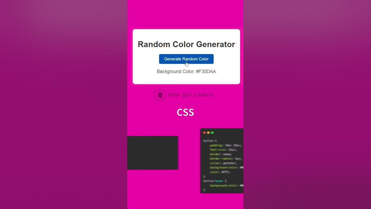 Random Color Generator Javascript Program Codingmastery Python Codelearning Youtube