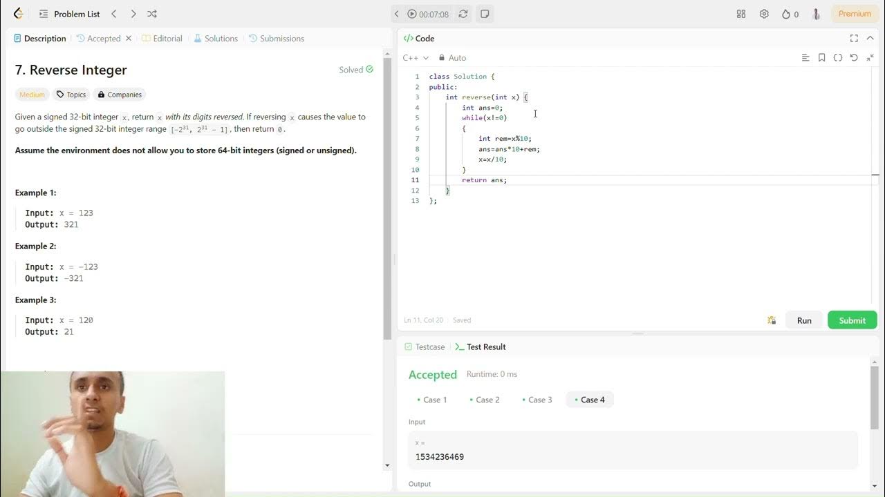 Reverse Integer (Leetcode Q7) - Easy(Hindi) - YouTube