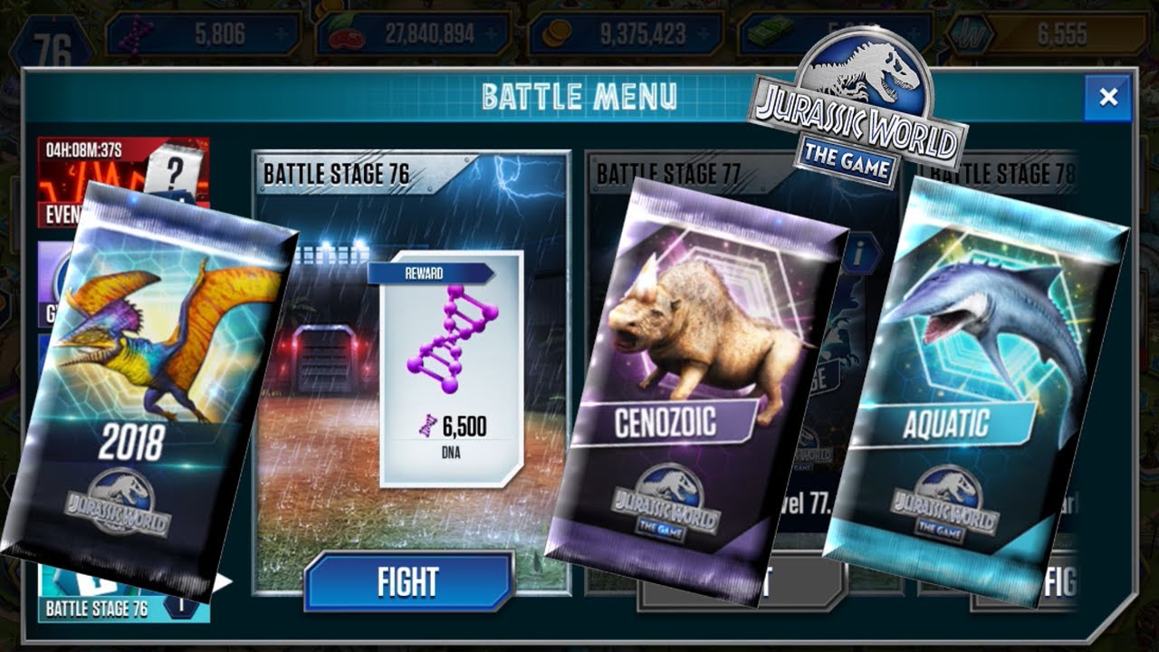 JURASSIC WORLD THE GAME - BATTLE STAGE 76 AND OPENING 3 AWESOME CARD ...
