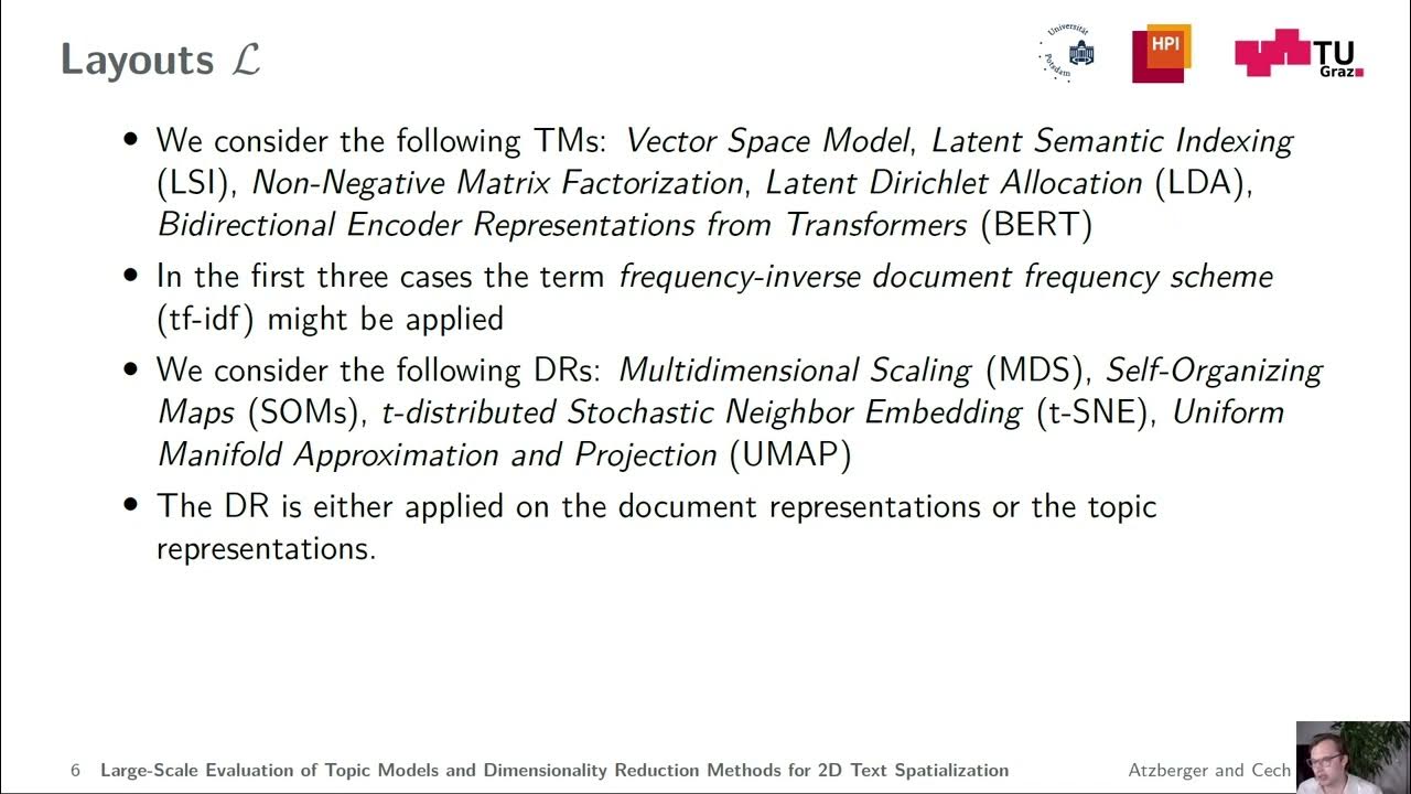 Large-Scale Evaluation of Topic Models and Dimensionality Reductions for 2D Text Spatialization ...