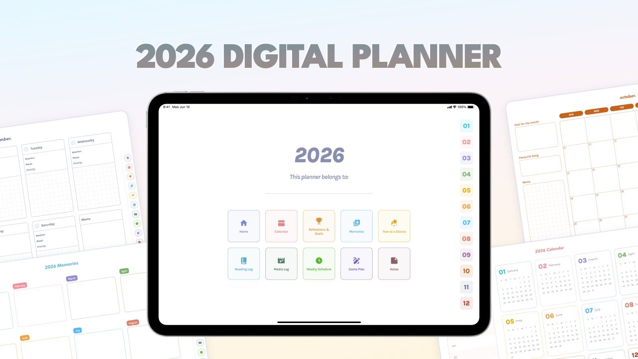 FREE 2026 Digital Planner 📖 | Sunday and Monday start 🌟 - YouTube