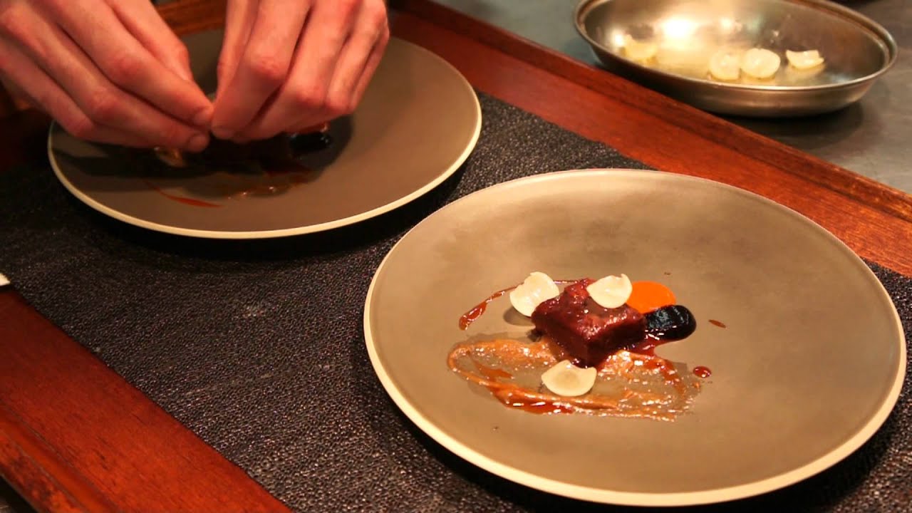 Plating Braised Beef Short rib with Red Pepper at L'Autre Pied, London ...
