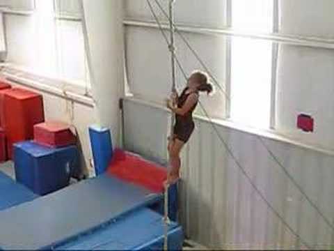 Samantha climbs rope to ceiling of her gymnastics centre - YouTube