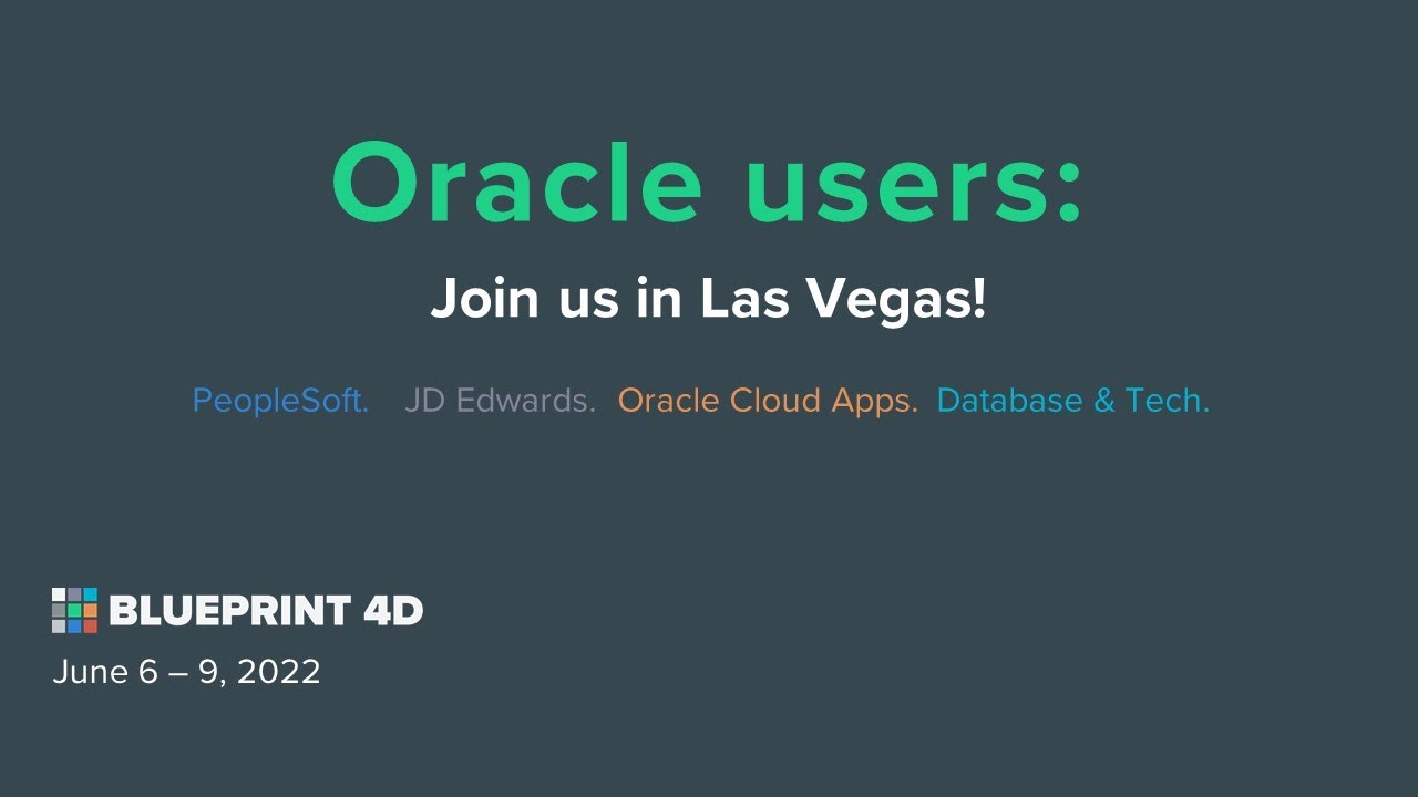 BLUEPRINT 4D 2022 - Oracle user conference | Las Vegas - YouTube
