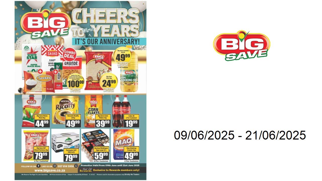 Big Save specials - CHEERS TO MORE YEARS - 09/06/2025 - 21/06/2025 ...