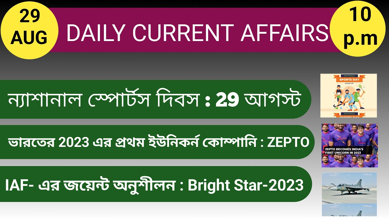 29 August Current Affairs 2023 - YouTube