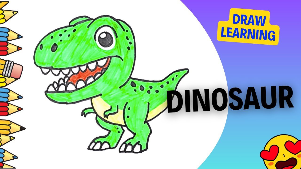 How to Draw a DINOSAUR While Learning SPANISH 🖍 😊 step by step - YouTube