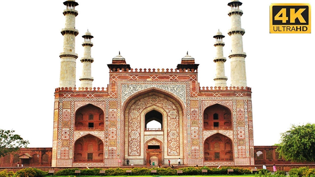 Akbar's tomb, Tomb of Akbar The Great Area, Sikandra, Agra, India 4K ...