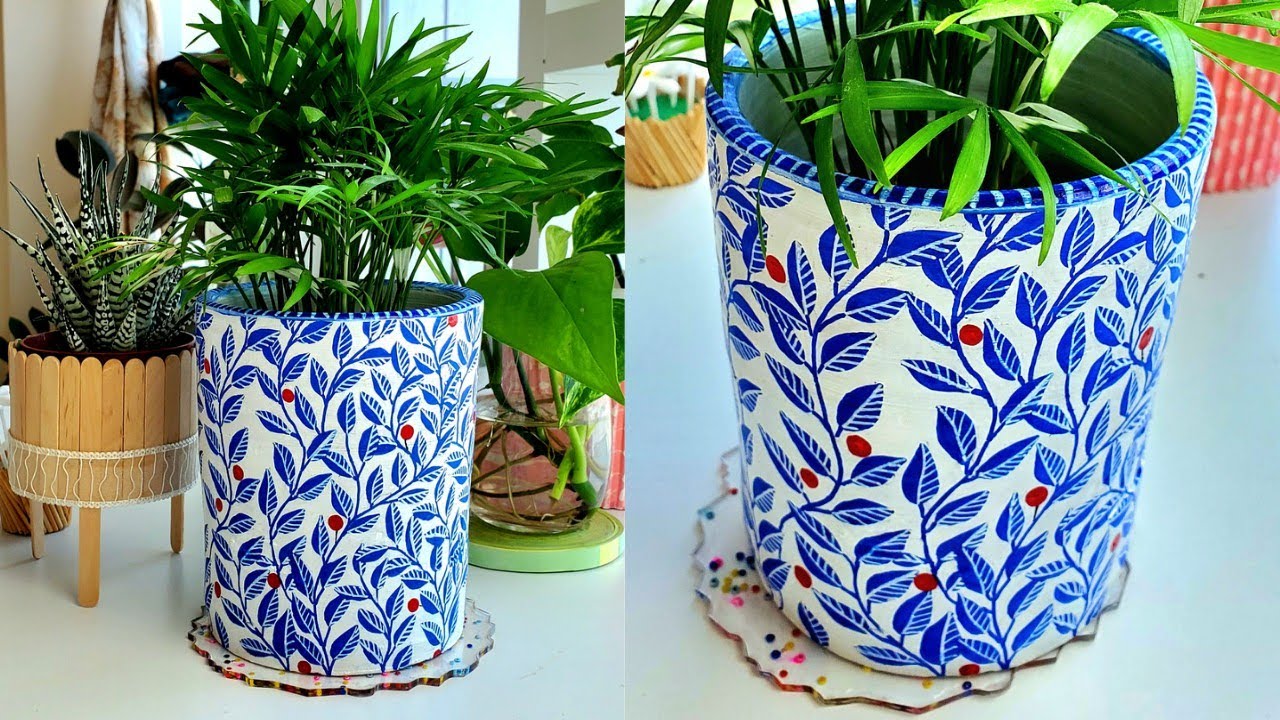 How To Make Blue Pottery Painting On Terracotta Pot | Jaipuri Blue ...