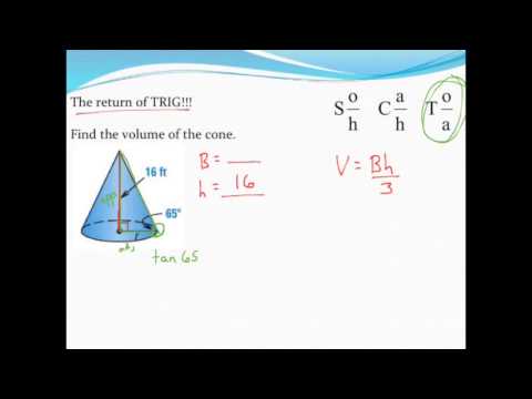 Using trig to calculate the volume of cones - YouTube