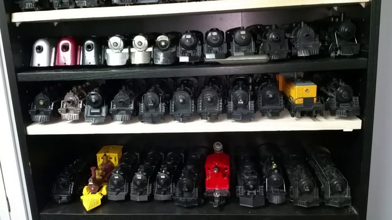 MARX / LIONEL / LOCOMOTIVE STORAGE / 8 SHELVES ADDED / 121 LOCOMOTIVES ...