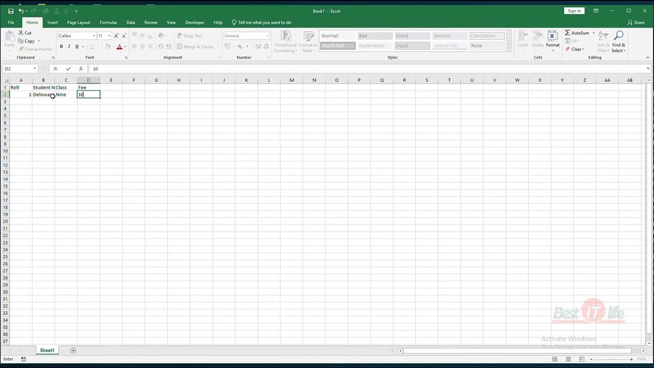 MS Excel data entery and file save tutorial by Best IT Life - YouTube