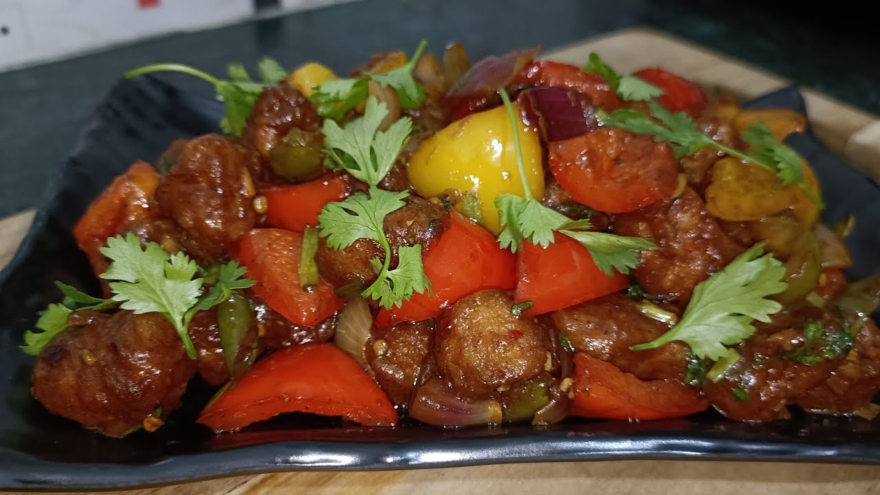 Chinnise Restaurant style Chilly Soyabin.Easy to make tasty chilly soya ...