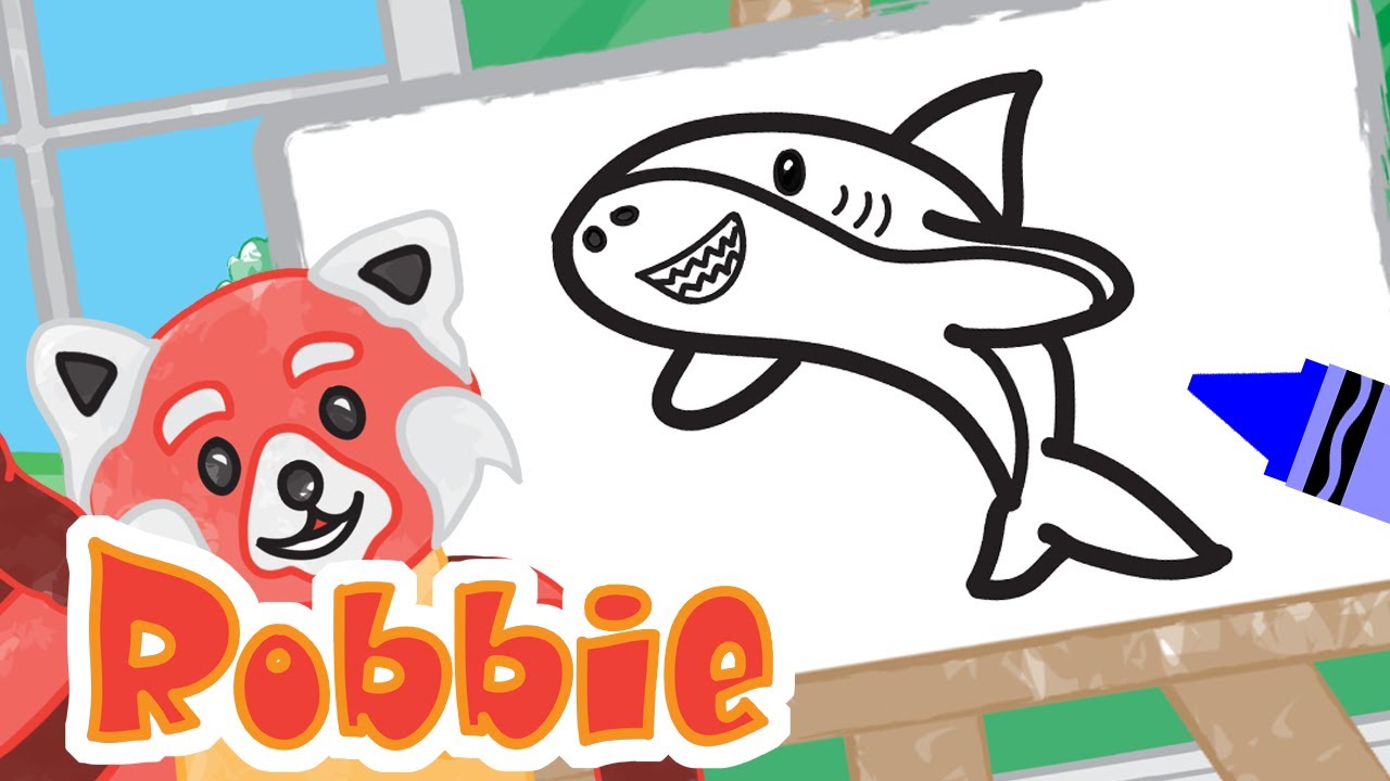 How to Draw A Cute Cartoon Shark - Robbie the Red Panda - YouTube