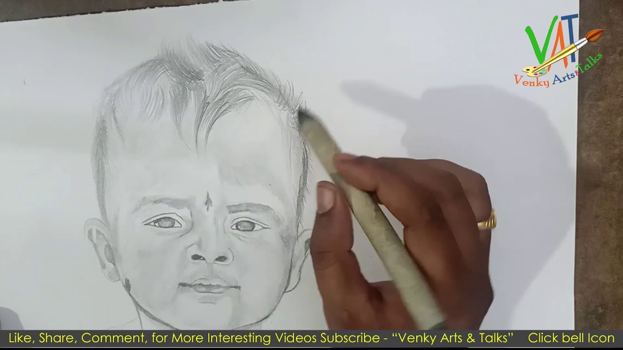 Cute baby pencil drawing / How to draw baby face draw @venkyjoshiarts ...