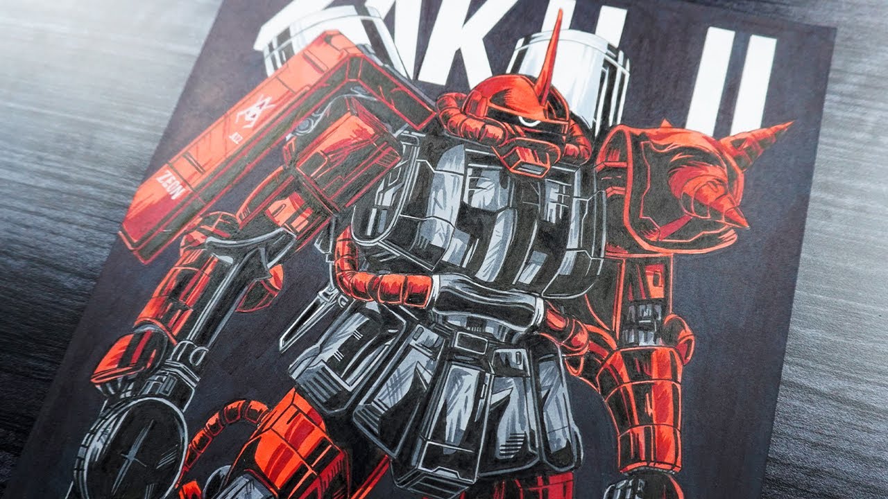 Speed Drawing Zaku Gundam - YouTube