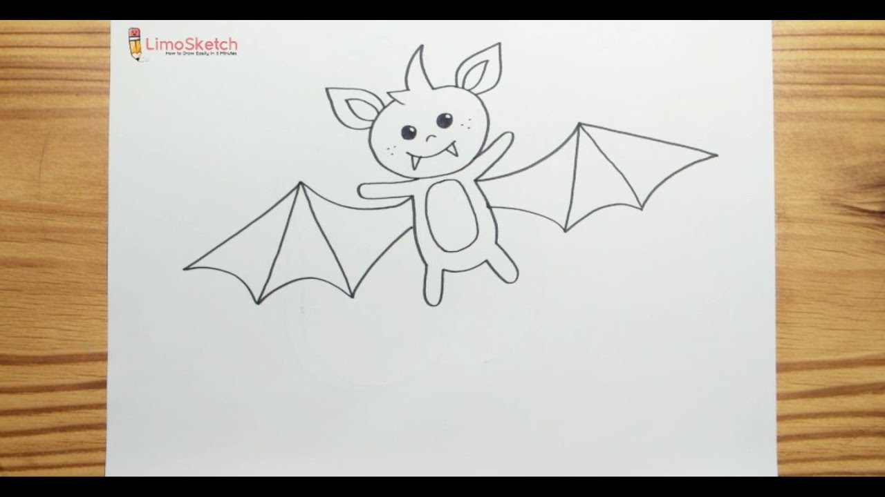 HOW TO DRAWING A BAT Easy Step by Step For Kids - YouTube