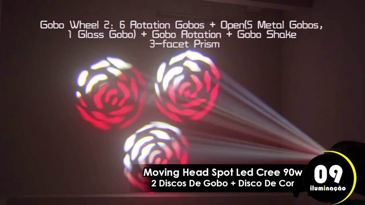 09 Iluminação - Moving Head Spot Led Cree 90w 2 Disco De Gobo + Disco ...