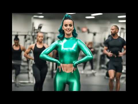 Katy Perry in green spandex dancing