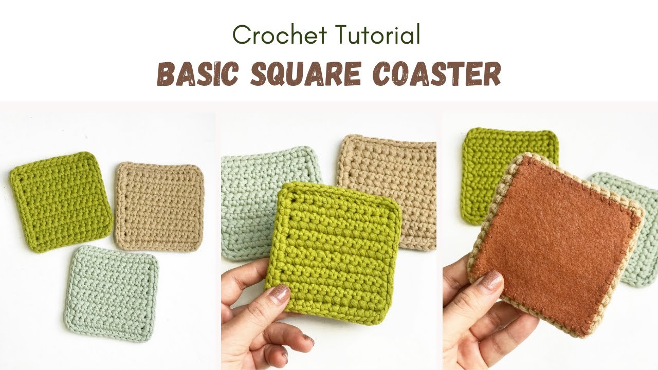 [ENGSUB] Crochet Basic Square Coaster Tutorial - Simple square coaster crochet - Shanpohandmade ...
