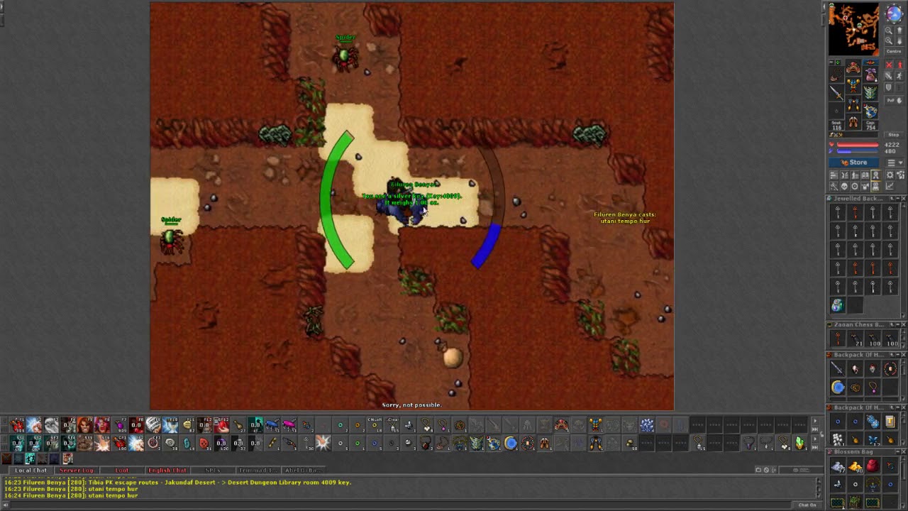 Tibia PK escape routes - Jakundaf Desert Library room 4009 key - YouTube