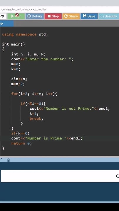 Prime Number in C++ #shorts #programming #c - YouTube