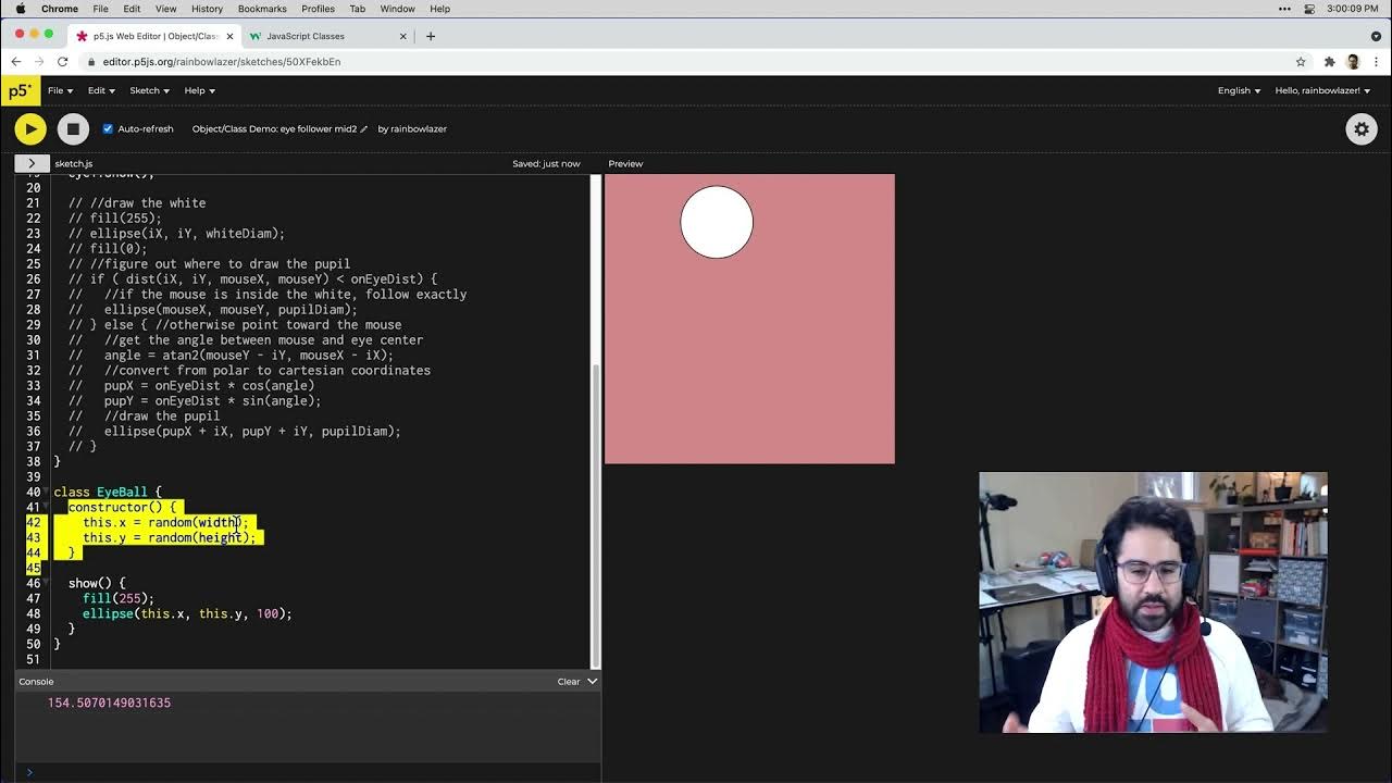 How to Make Instances of Objects from a Class Template in p5js - YouTube