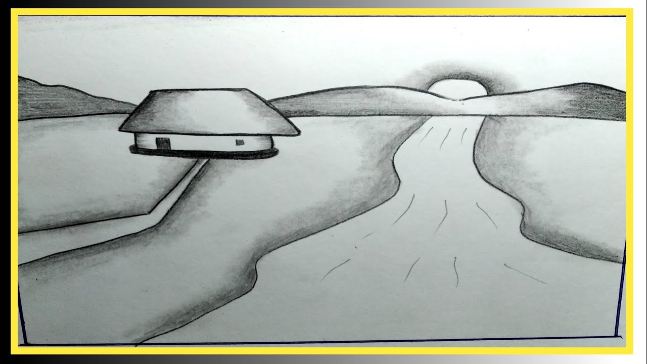 Pahar chobi drawing pencil sketch - YouTube